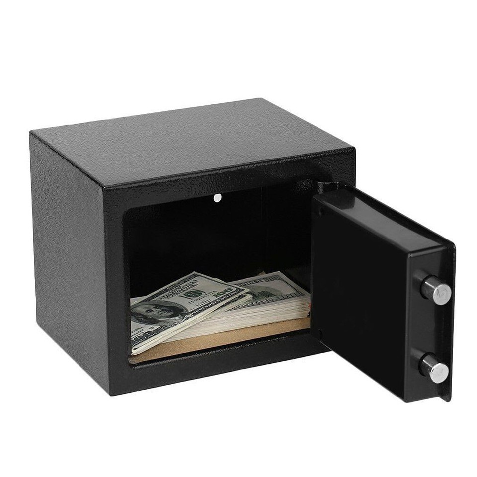 SOLID STEEL FIREPROOF SAFE SECURITY HOME OFFICE MONEY CASH SAFETY MINI ...
