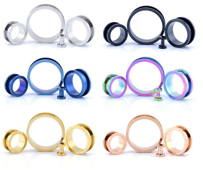 Ear Tunnel Flesh Plug SCREW ON Metal Earlet - 3mm - 30mm 316 Stainless ...