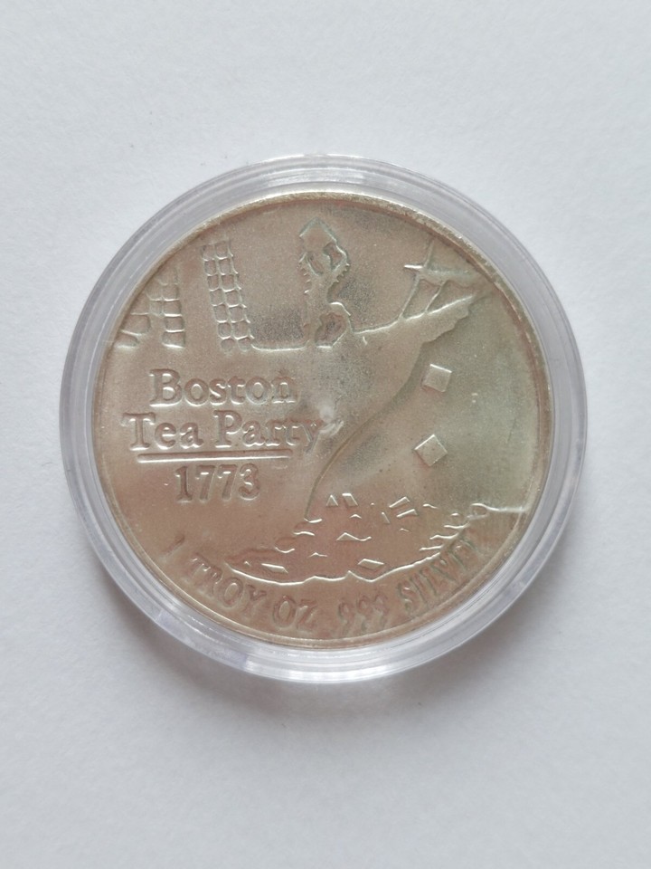 Don't Tread on Me Boston Tea Party 1 Troy oz .999 Fine Silver Round ...