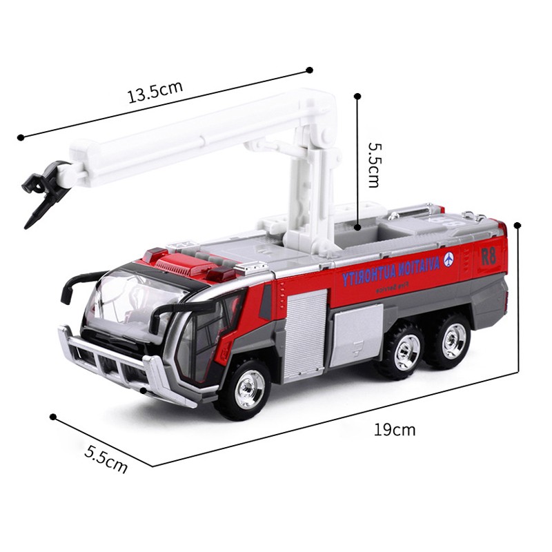 1:50 Alloy Car Airport Fire Truck Model Engineering Car Sound Toy Kid ...
