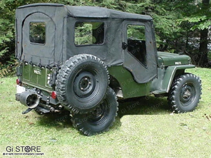 Soft Top with Civil Bow Frame & Door Frame For JEEP WILLYS CJ2A,CJ3A,3B ...