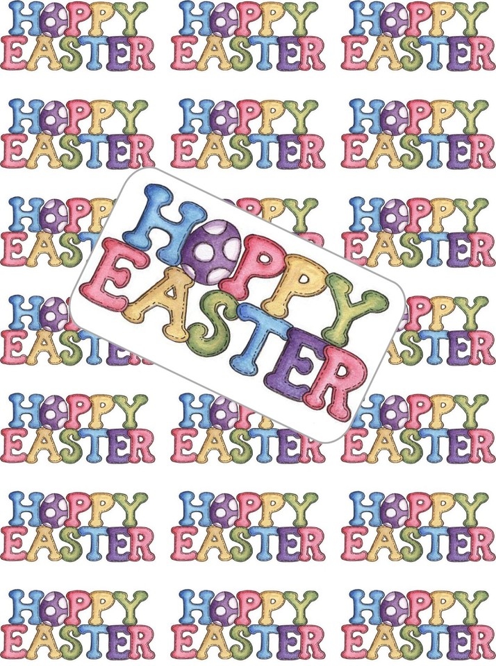 Hoppy Easter Stickers Tags Egg Hunt Labels Gift Bags Happy Easter X 21 ...