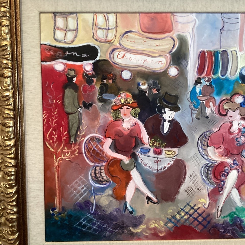 Zule Moskowitz original oil painting - Multi Color Coffee shop Plaza ...
