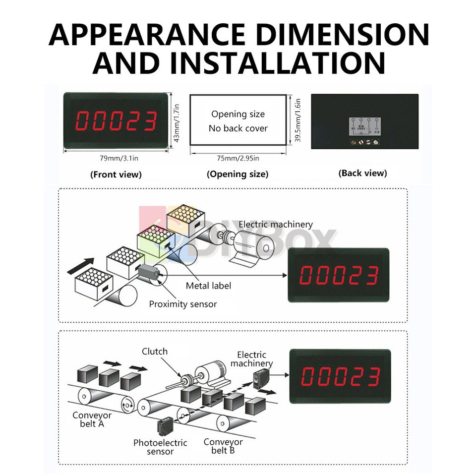 DC12-24V RS5135 Electronic 5-digit Counter Meter Panel with large ...