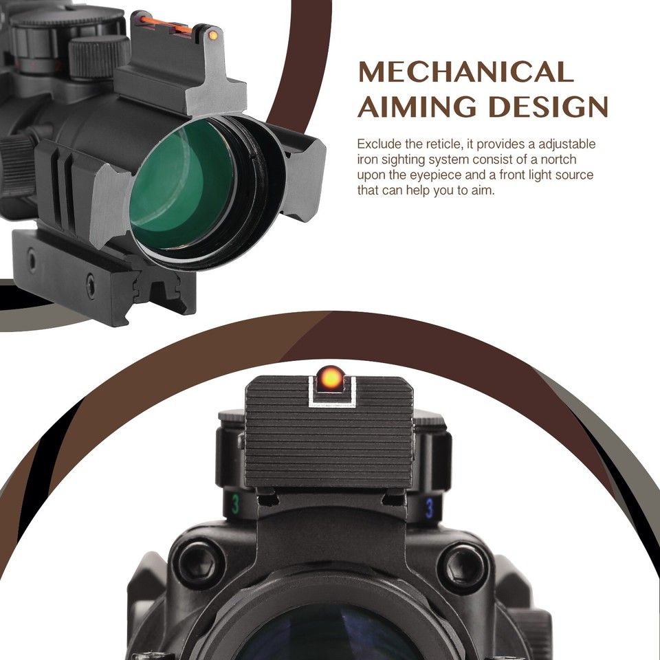 4x32 Tactical Rifle Scope Red & Green &Blue Reticle Scope with Fiber ...