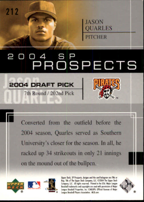 2004 (PIRATES) SP Prospects #212 Jason Quarles Rookie | eBay