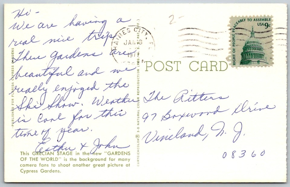 Vtg Postcard Gardens Of The World Stage Cypress Cypress Gardens, FL ...