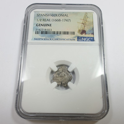 16668-1747 NGC Genuine - Spanish Colonial Silver Half Real Coin 1/2 R ...