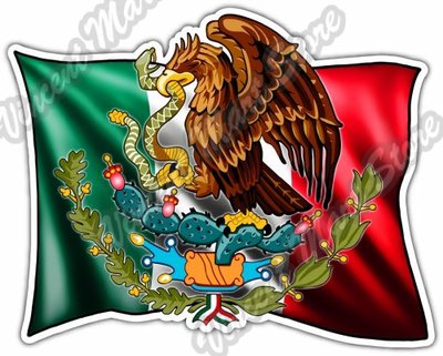 Mexican Flag Hispanic Country Mexico Car Bumper Vinyl Sticker Decal 5 ...