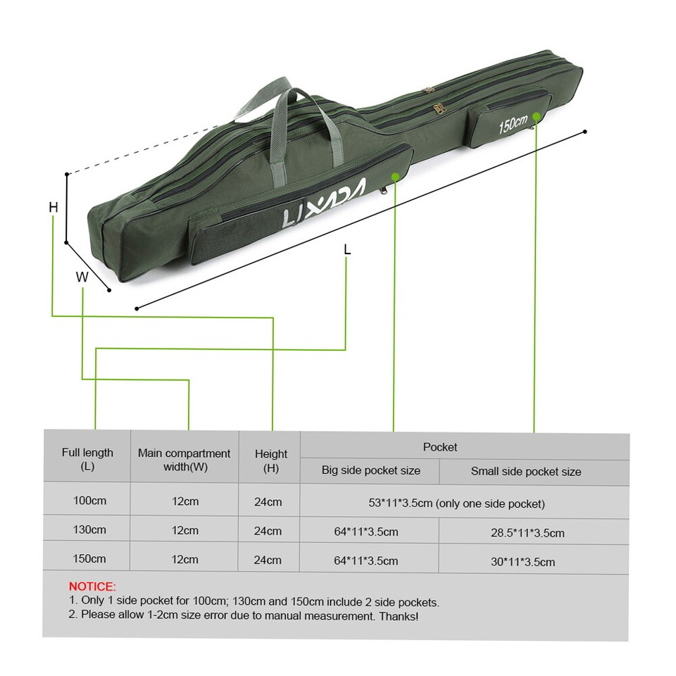 Lixada Portable Fishing Bag Folding Fishing Rod Reel Bag Outdoor ...