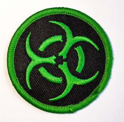 100x BIOHAZARD SYMBOL iron on PATCH ZOMBIE GREEN TOXIC WARNING DANGER ≈ ...