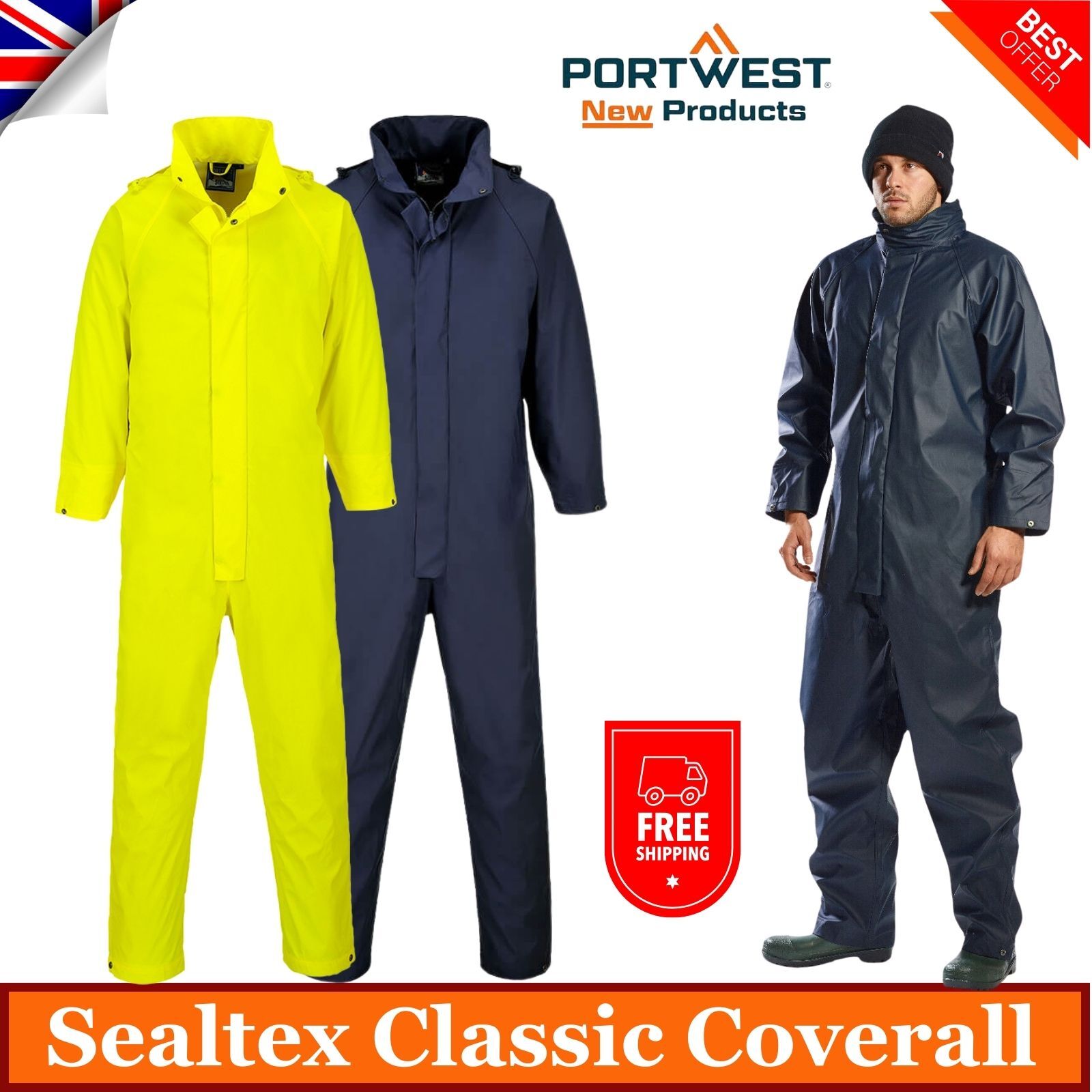 Portwest Waterproof Coverall Overall Sealtex Classic Windproof Rain ...