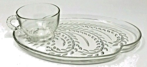 Plate and Cup Vintage Snack Set by Federal Glass serve set 1950s ...