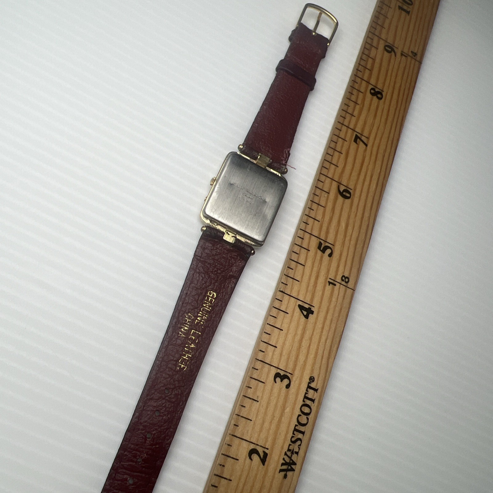 Marcel Watch Gold Burgundy Leather 80s LCD Analog Ladies Fashion Watch ...