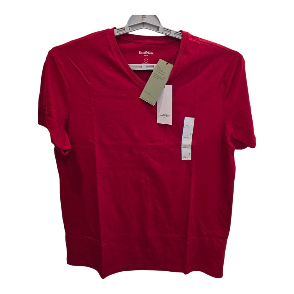 Lot Of 2 NWT Goodfellow T-Shirt V-neck Short Sleeve Mens L Red | eBay