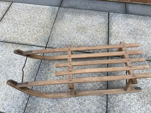 Vintage Davos Wood Sledge Traditional Design hand made in Switzerland ...