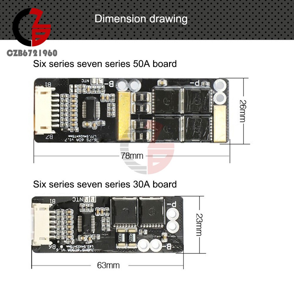 6S 7S 30A 50A BMS Board with NTC Ternary Li-ion Battery Protection ...