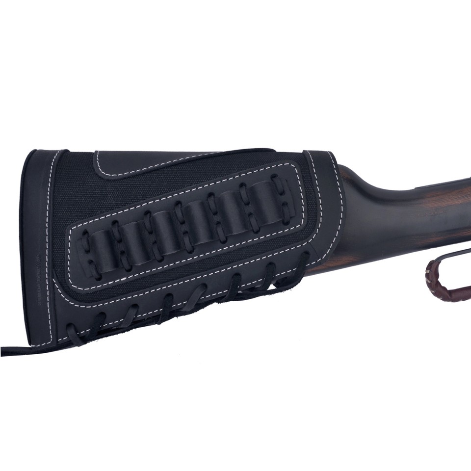 Leather Rifle Buttstock Gun Cartridge Ammo Holder Canvas Ammo Carrier ...