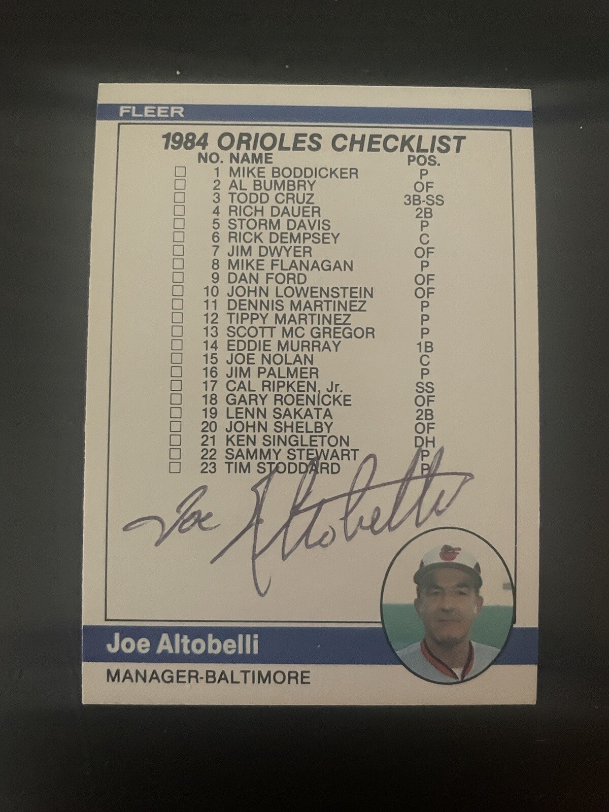 1984 Fleer #647 Joe Altobelli Baltimore Orioles Signed Card Autographed ...