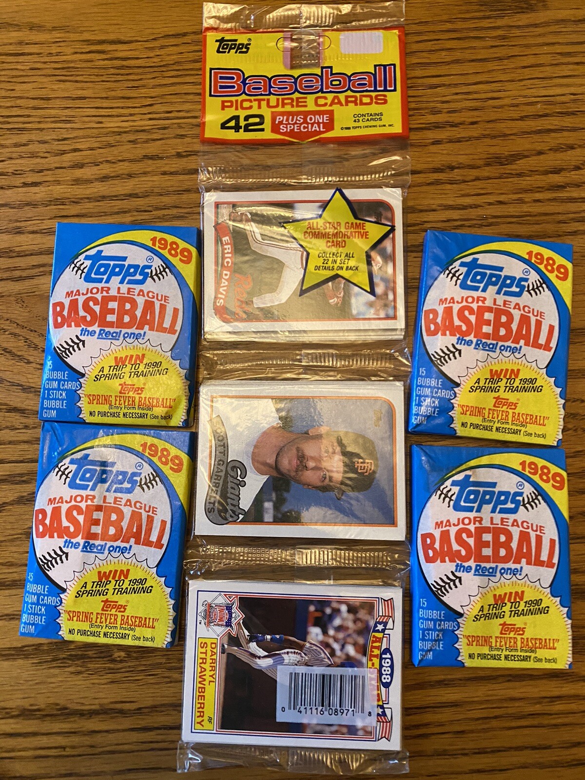 1989 Topps Baseball Wax Pack Lot of 4 Factory Sealed Packs 1 Rack Pack ...