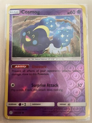 Pokémon TCG Cosmog Sun & Moon - Cosmic Eclipse 100/236 Reverse Holo ...