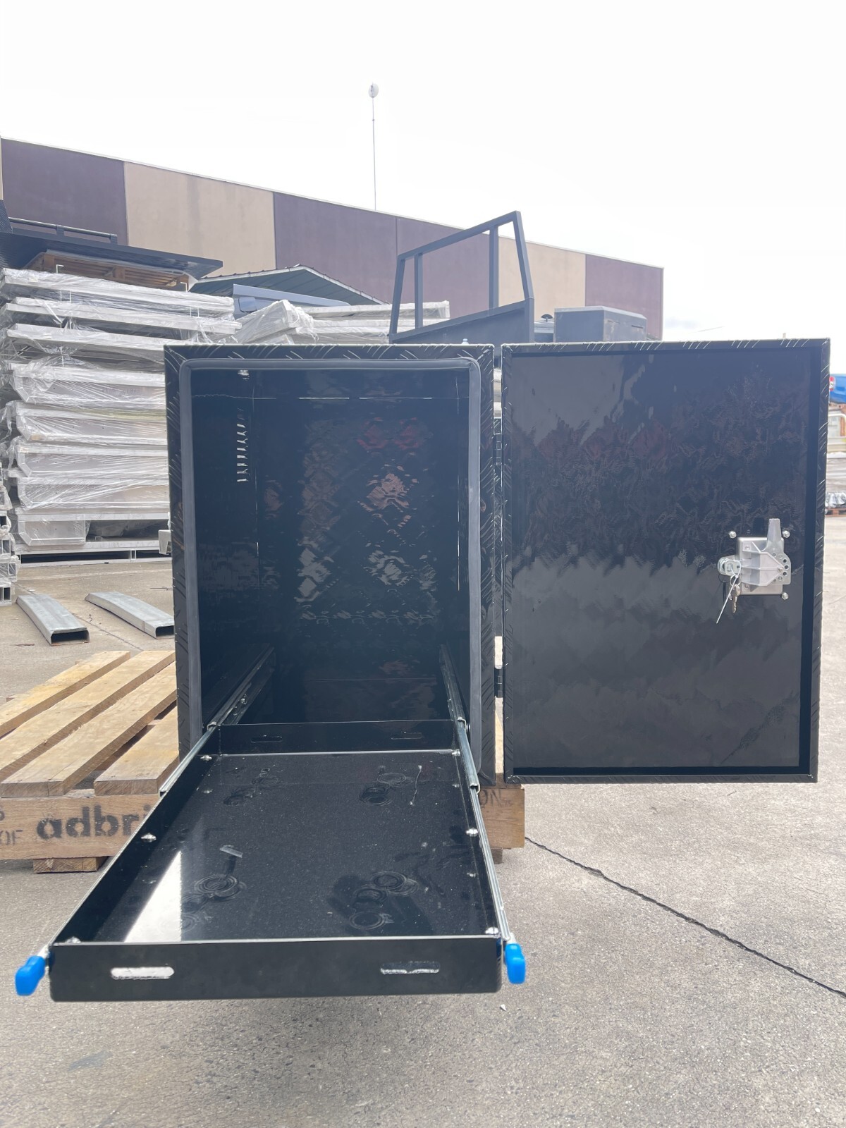 Black Aluminium Caravan Trailer Tool Box With Slide Tray 1450 L x 500 D ...