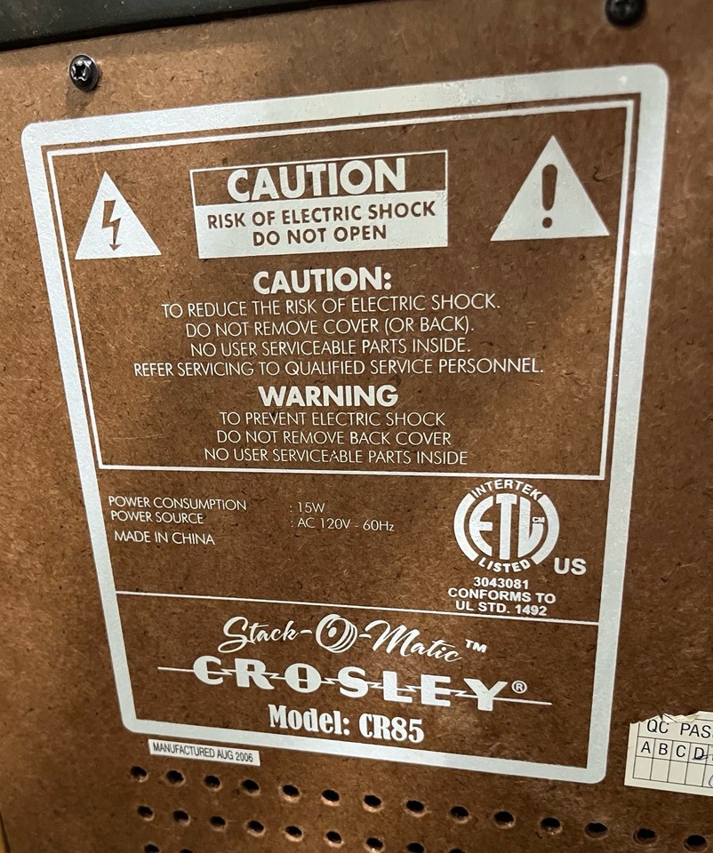 2006 Crosley Stack-O-Matic CR85 Record Player Oak Case 33 45 78 TESTED ...