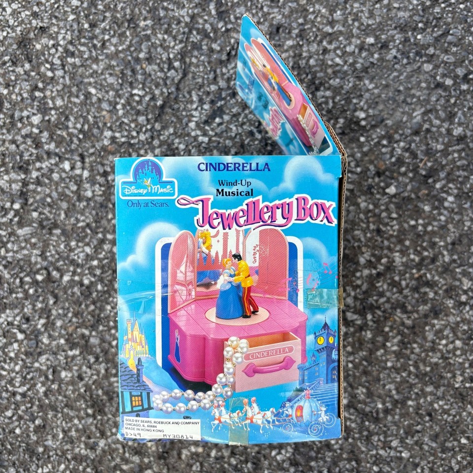 Disney Cinderella Musical Wind-Up Jewellery Box Sears Vintage NIB | eBay