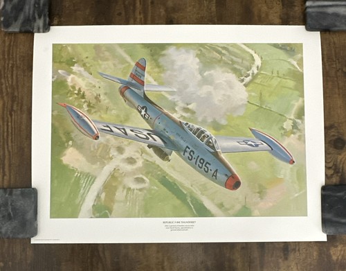 USAF Republic F-84E Thunderjet by Keith Ferris Aviation Art Print 24” x ...