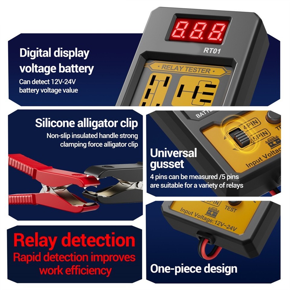 Battery Digital Display 12V Relay Tester Maintenance Tool 5-pin Relay ...