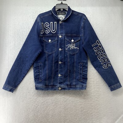 Fisll Denim JSU Tiger tiger patch Denim Jacket Size Large | eBay