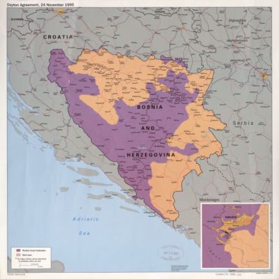 24" x 24" 1995 Map Of The Bosnia & Herzegovina Dayton Agreement | eBay