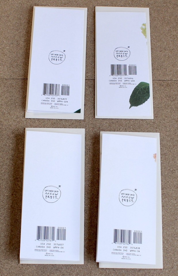Lot of 4 WINKING MOON PRESS Flower Floral Cards + Envelopes | eBay
