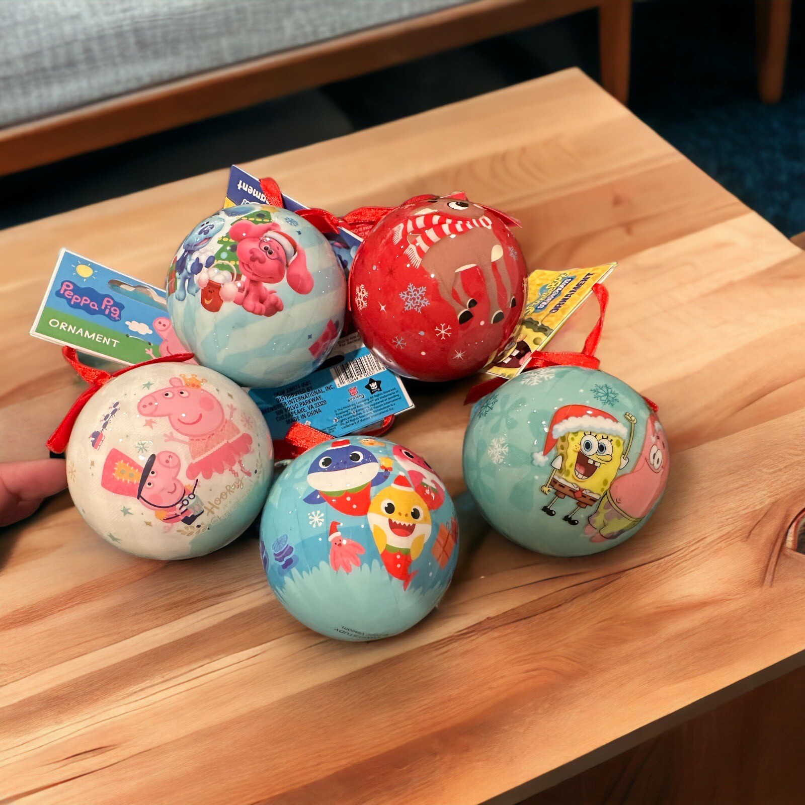 Christmas ORNAMENTS PEPPA PIG, Baby Shark, RUDOLPH, Sponge Bob, Blues ...