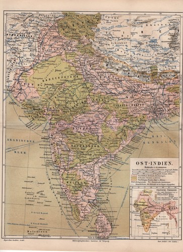 India Pakistan Tibet Sri Lanka Cashmere Map From 1889 Ceylon | eBay
