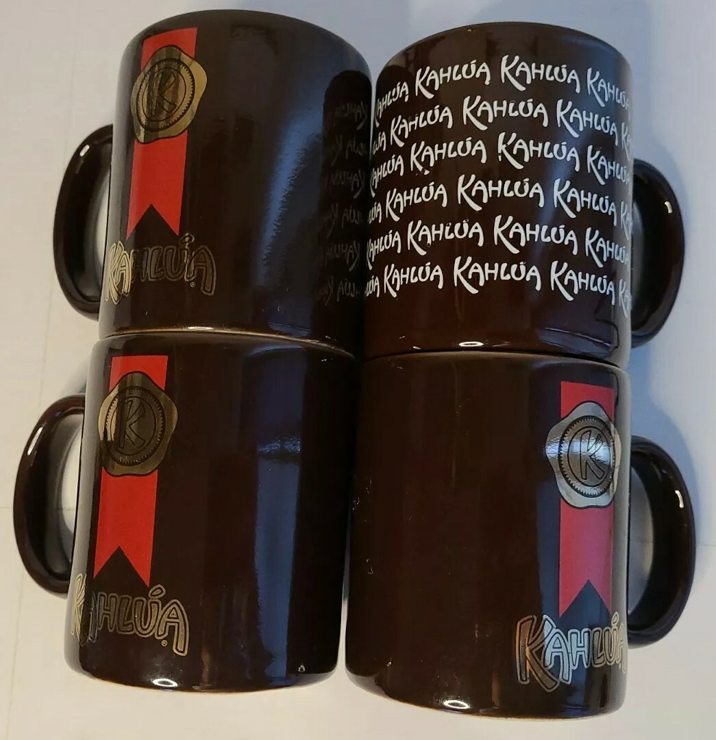 Set of 4 Kahlua Coffee Liqueur Mugs Dark Chocolate Brown With Logo ...