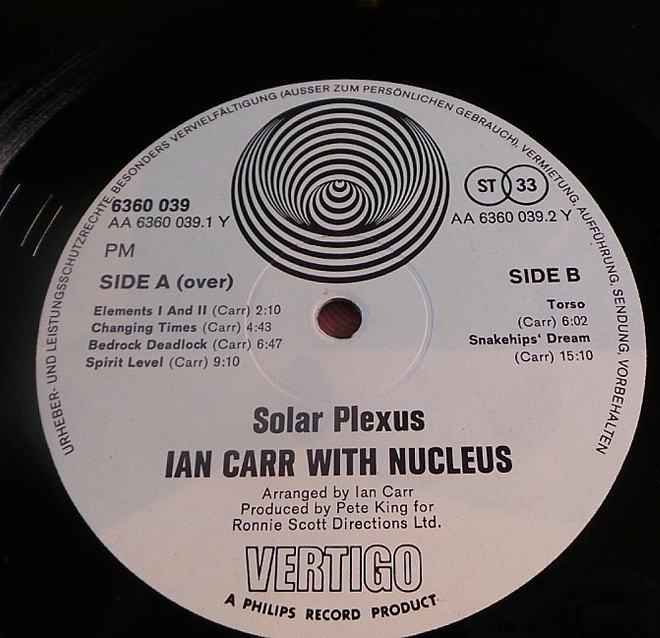 Ian Carr With Nucleus ‎– Solar Plexus (LP D 1971 swirled Vertigo FoC ...