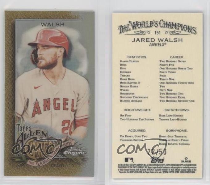 2022 Topps Allen & Ginter Chrome Mini Gold Refractor 22/50 Jared Walsh ...