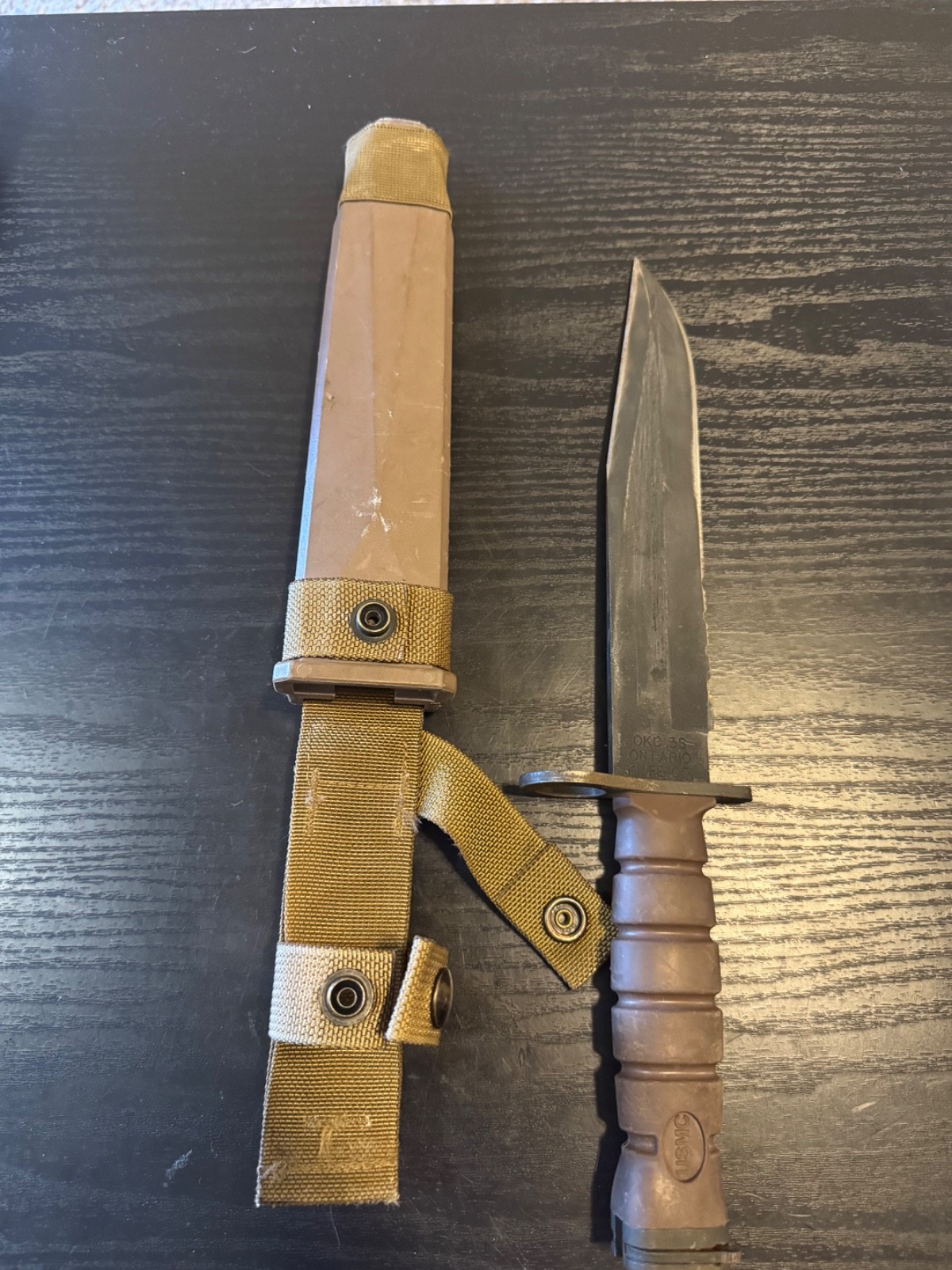 Original USGI USMC OKC3S Marine Corps Bayonet & Scabbard Ontario Knife ...