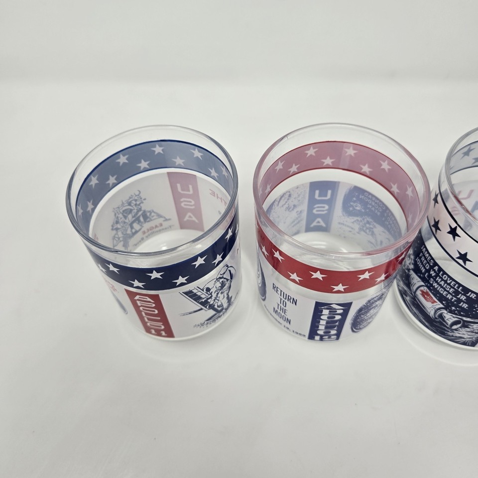 Vintage Libbey NASA Apollo 11 12 13 14 Moon Mission Drinking Glasses ...