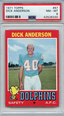 1971 Topps Football Dick Anderson #67 Miami Dolphins PSA 8 NM-MT | eBay
