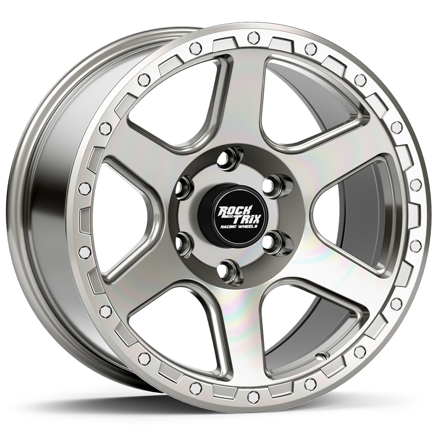 17" inch RockTrix RT112 17x9 -12 Machined Silver Wheel 6x135 Rim for 04 ...