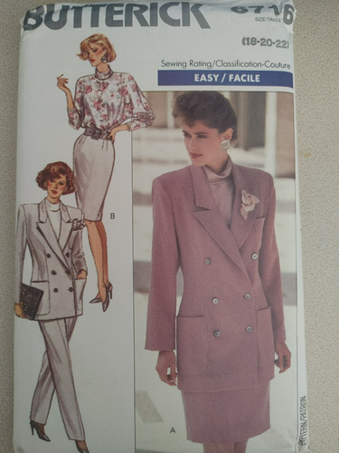 Vintage 1980s Butterick Pattern 6716 Women's Plus Power Suits Sizes 18 ...