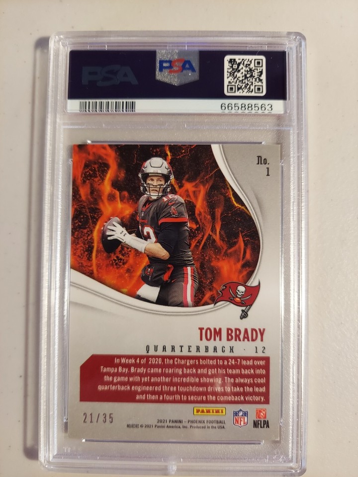 2021 Phoenix Tom Brady Heat Wave Blue /35 PSA 8 NM-MT #1 SP Buccaneers ...