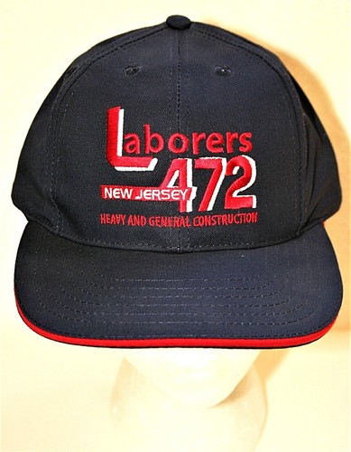 Rare 1990s NJ Laborers 472 Union Construction Blue Baseball Cap Hat New ...