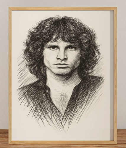 JIM MORRISON THE DOORS DRAWING PRINT PORTRAIT SKETCH 8" x 10" PRINT ...