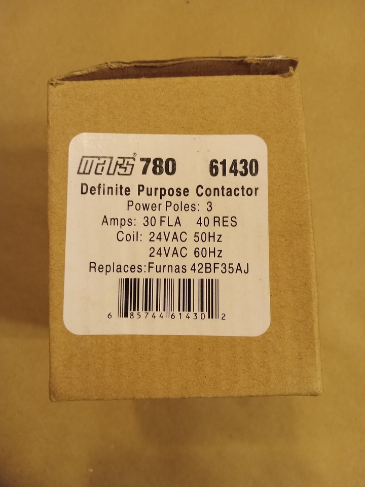 NEW IN OPEN BOX Mars 780 Definite Purpose Contactor For AC; 30 Amps ...