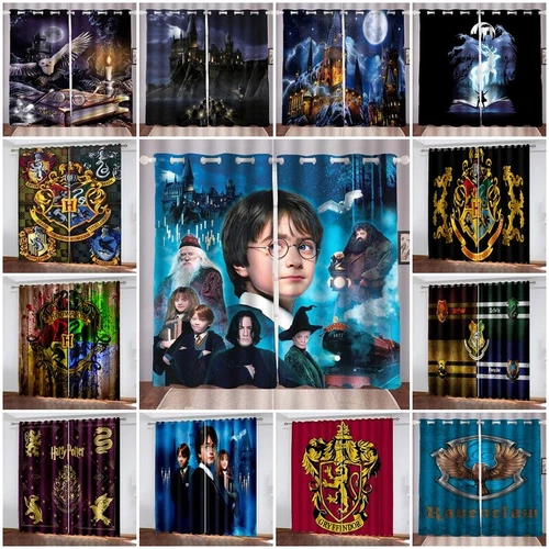 Kid Harry Potter Curtains Pair Thick Blackout Curtain Thermal Kids Bedroom Decor | eBay UK