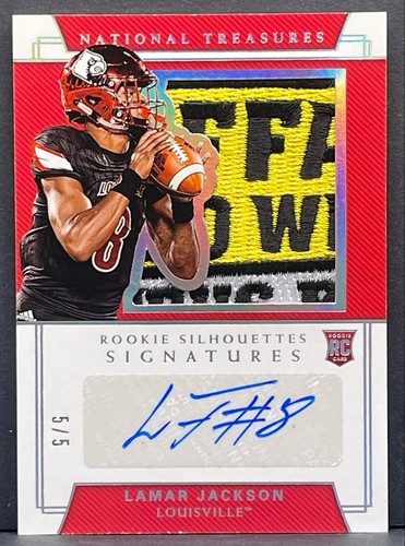 2018 Panini National Treasures Rookie Silhouettes Lamar Jackson AUTO ...