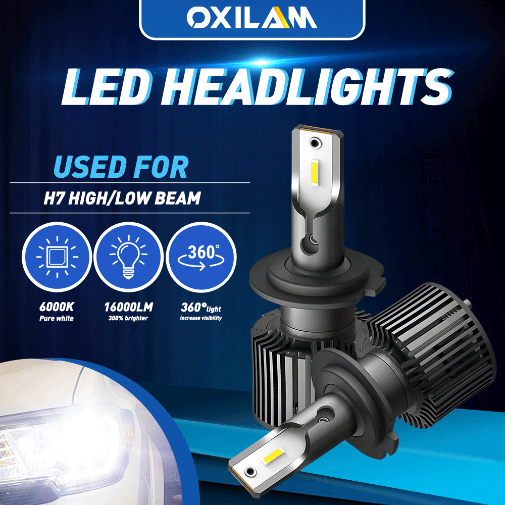 2X OXILAM H7 16000LM LED Headlight Kit High Low Beam CSP Bulbs 6000K ...